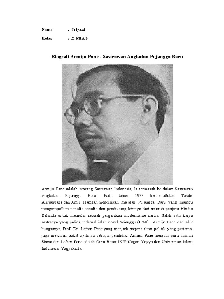 Biografi Singkat Armijn Pane | PDF