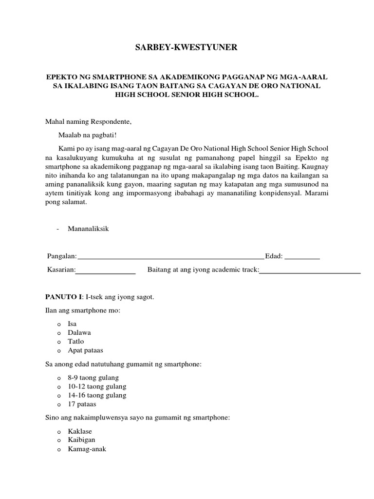Sarbey Kwestyuner | PDF
