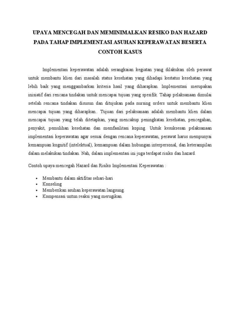 Upaya Mencegah Dan Meminimalkan Resiko Dan Hazard Pada Tahap ...