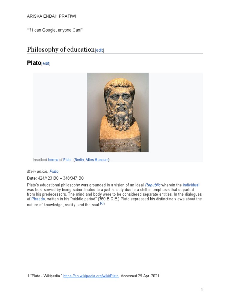 Philosophy of Education: Plato | PDF