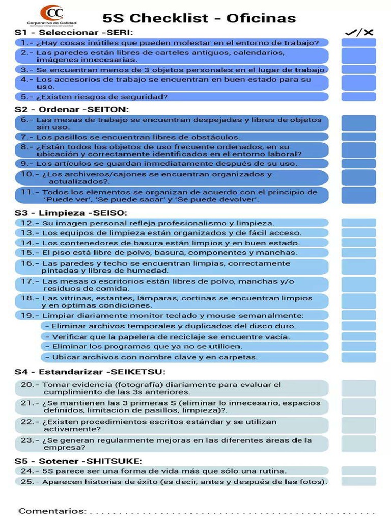Auditoria de 5S Oficinas | PDF