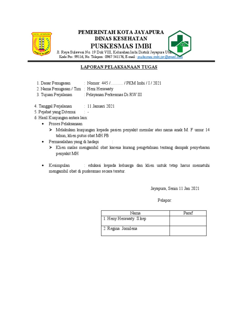 Laporan Pelayanan Puskesmas Imbi 2021 | PDF