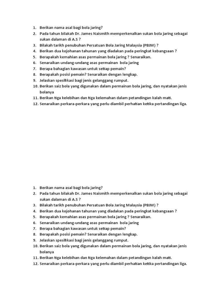 Kuiz Bola Jaring | PDF | Game & Aktivitas