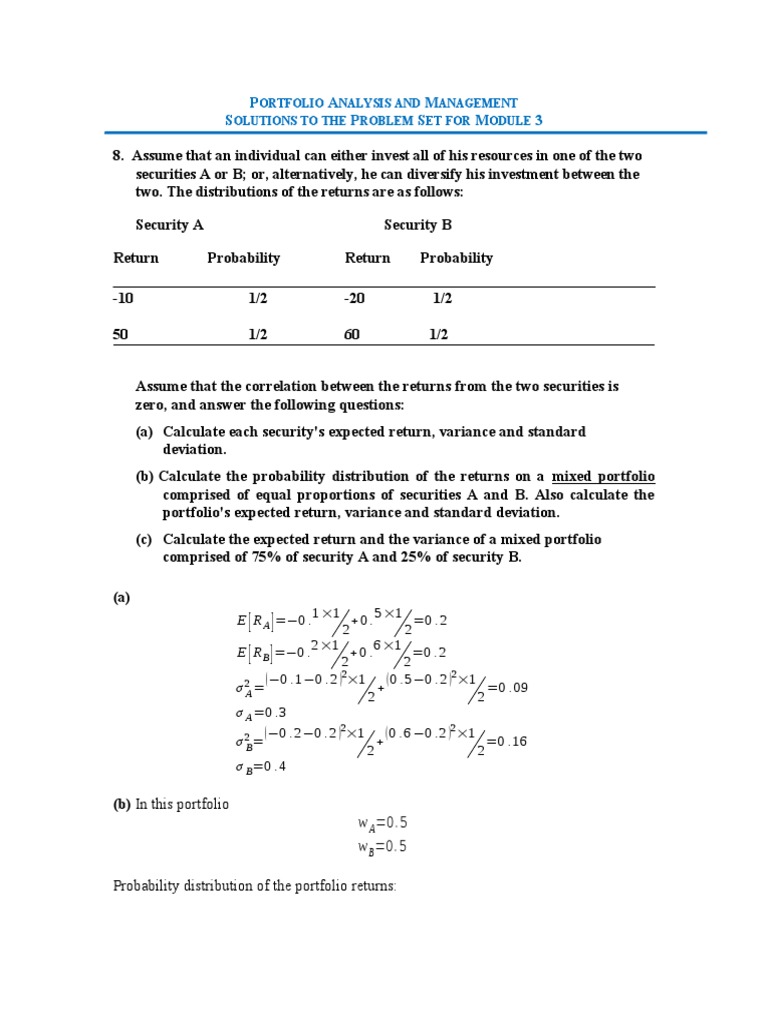M 3 Problem Set Solutions | PDF | Variance | Standard Deviation