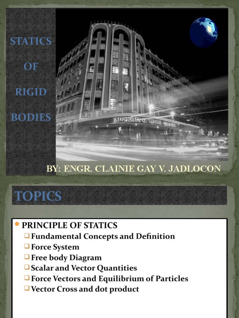 Statics Intro | PDF | Force | Newton's Laws Of Motion