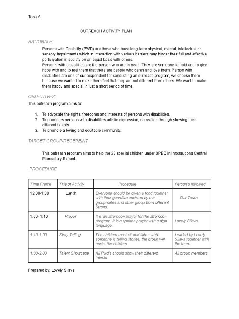 Activity Plan Example | PDF