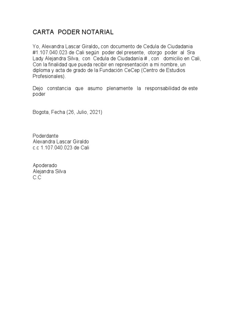 Carta Poder Notarial | PDF