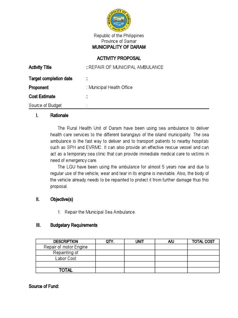 Ambulance Proposal | PDF