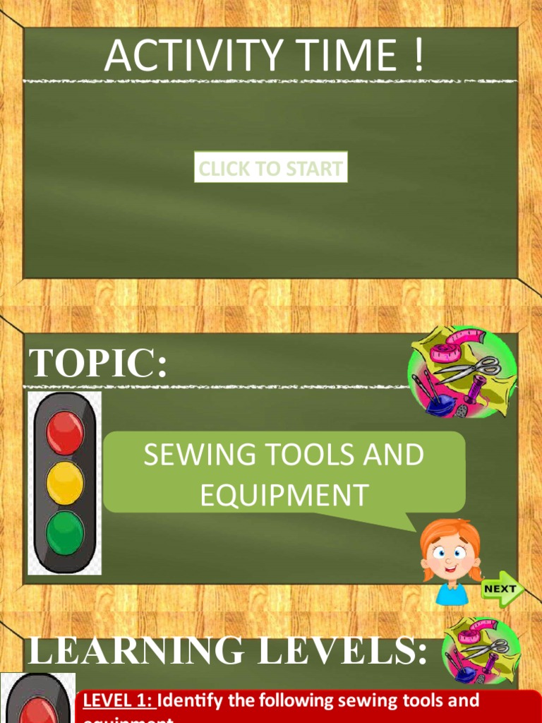 Activities and Quiz - Sewing Tools | PDF | Sewing | Seam (Sewing)