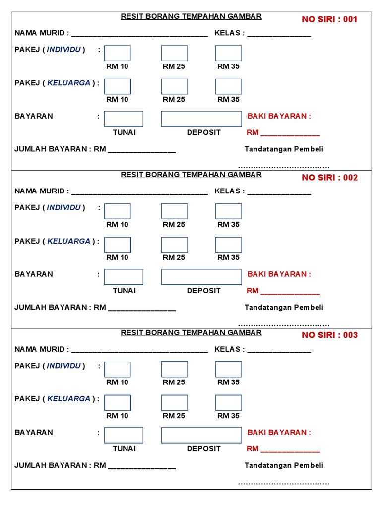 Resit Borang Tempahan Gambar | PDF