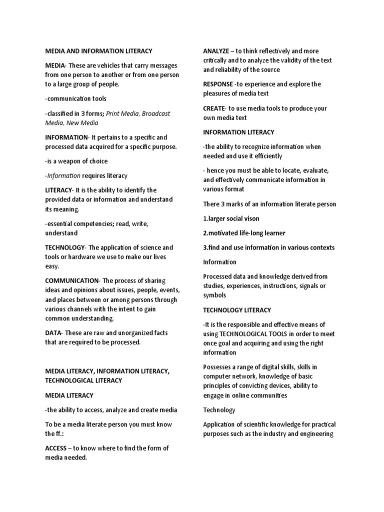Media and Information Literacy | PDF | Information | Information Literacy