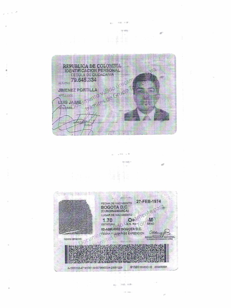 Cedula Jaime Jimenez | PDF