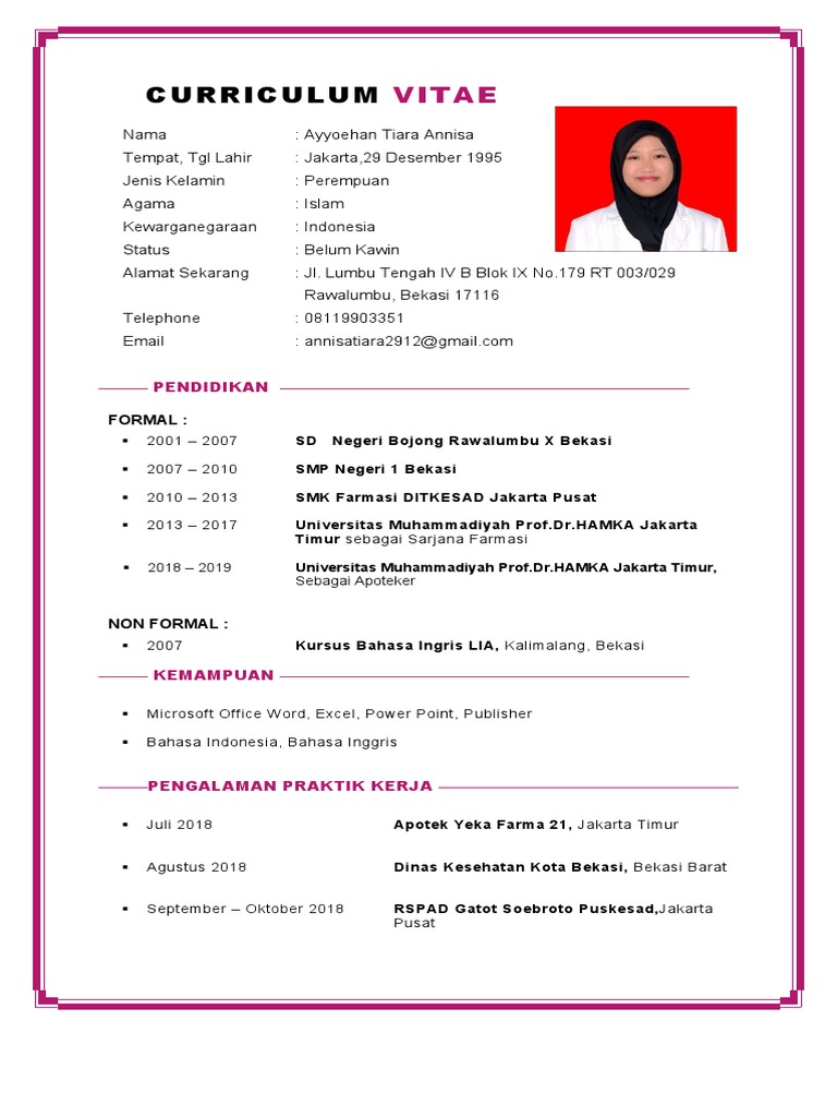 CV Ayyoehan Tiara A | PDF