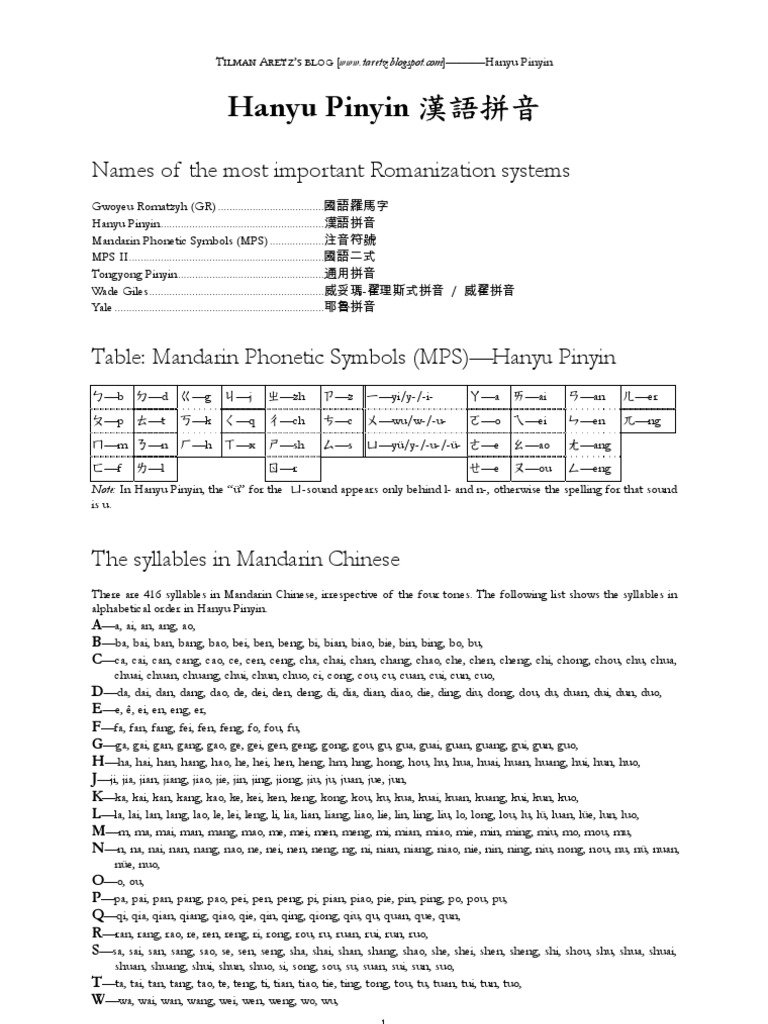 Conversion Table Pinyin | PDF | Phonology | Orthography