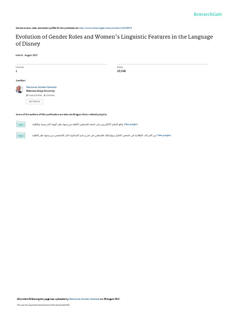 Evolution of Gender Roles and Women's Linguistic Features in The ...