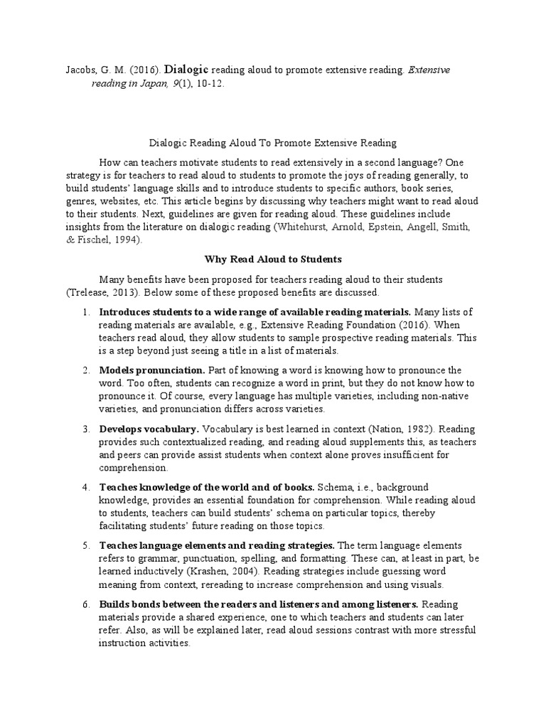 Dialogic Reading Aloud To Promote Extens | PDF | Constructivism (Philosophy Of Education ...