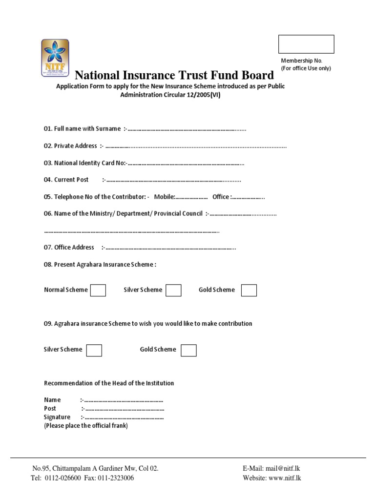 Agrahara Insurance Scheme Application Form | PDF