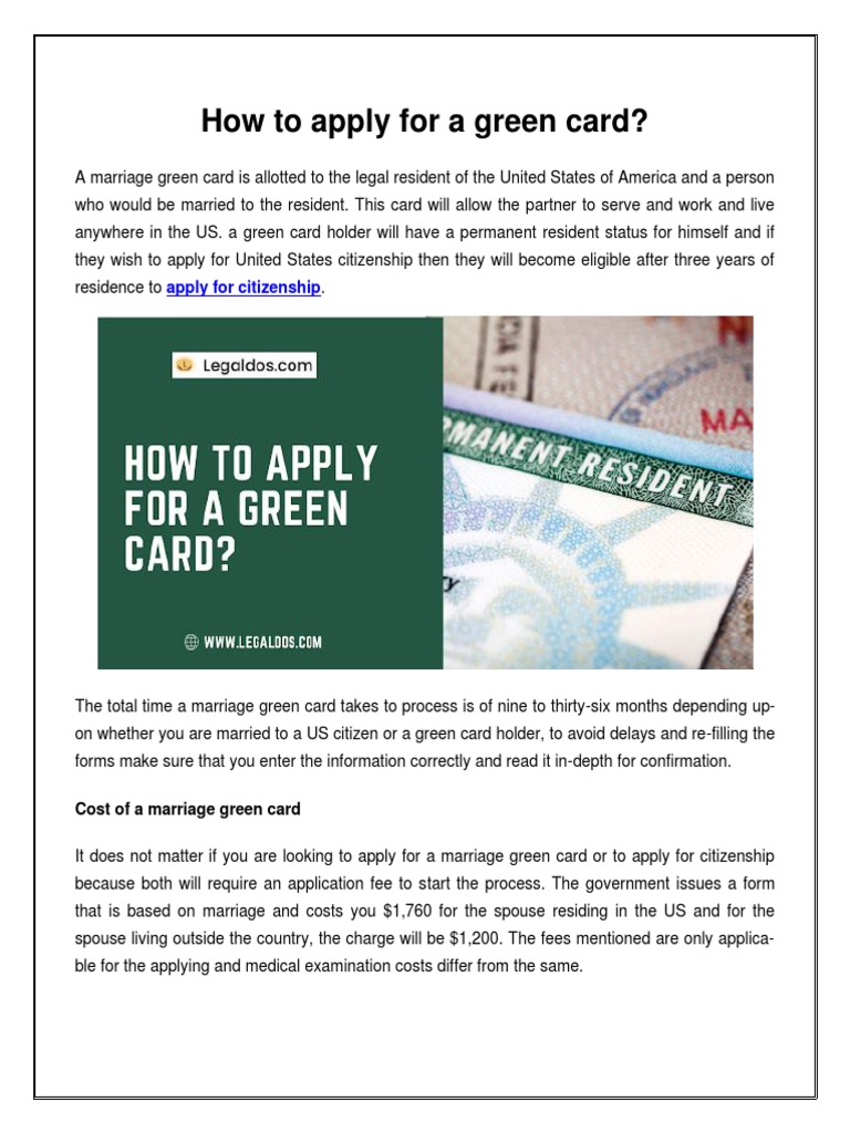 How To Apply For A Green Card | PDF