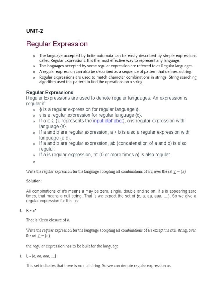 Toc U2 | PDF | Regular Expression | String (Computer Science)