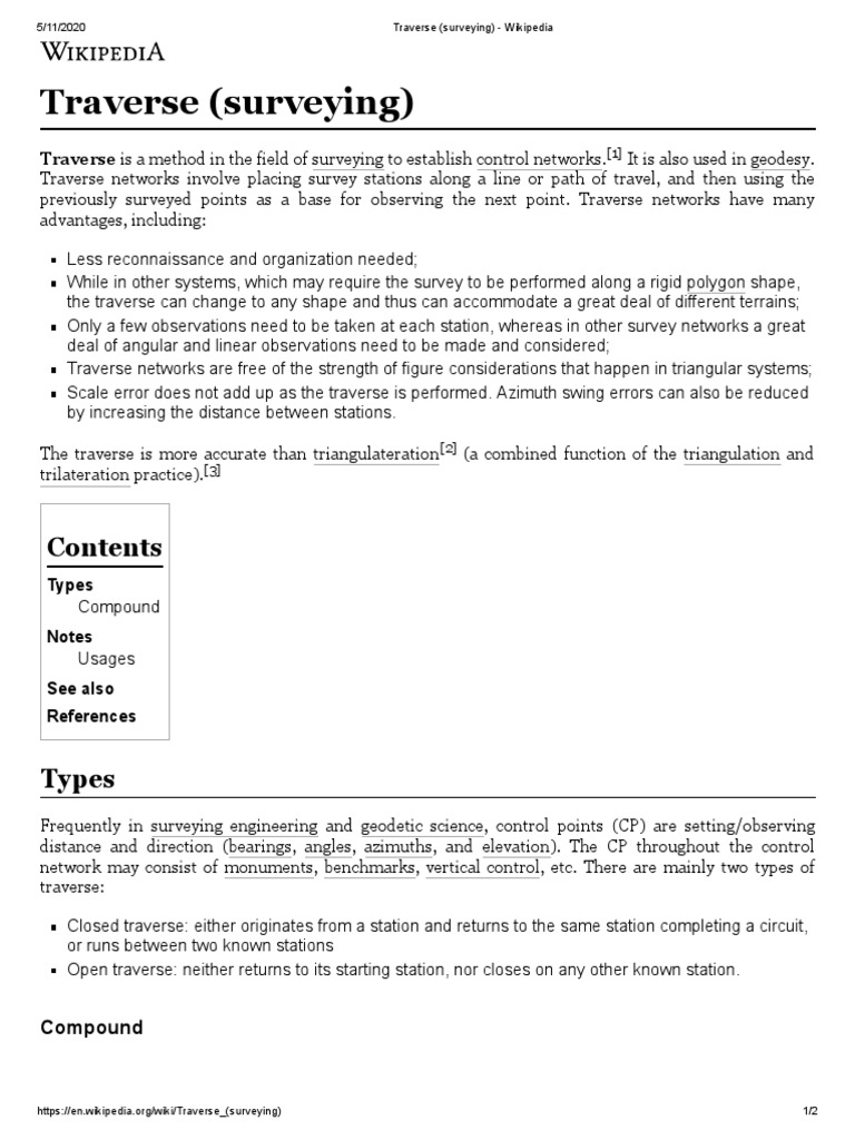 Traverse (Surveying) - Wikipedia | PDF | Surveying | Geodesy