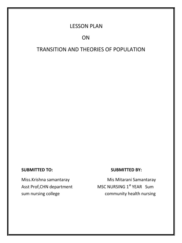 Lesson Plan On Transition and Theories of Population | PDF | Lesson ...