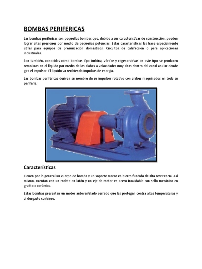 BOMBAS PERIFERICAS (descripción , tipos y funciones) | PDF
