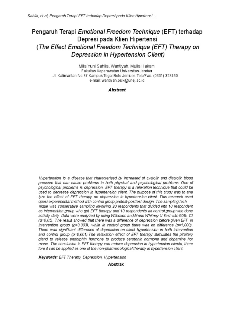 Pengaruh Terapi Emotional Freedom Technique (EFT) Terhadap Depresi Pada ...