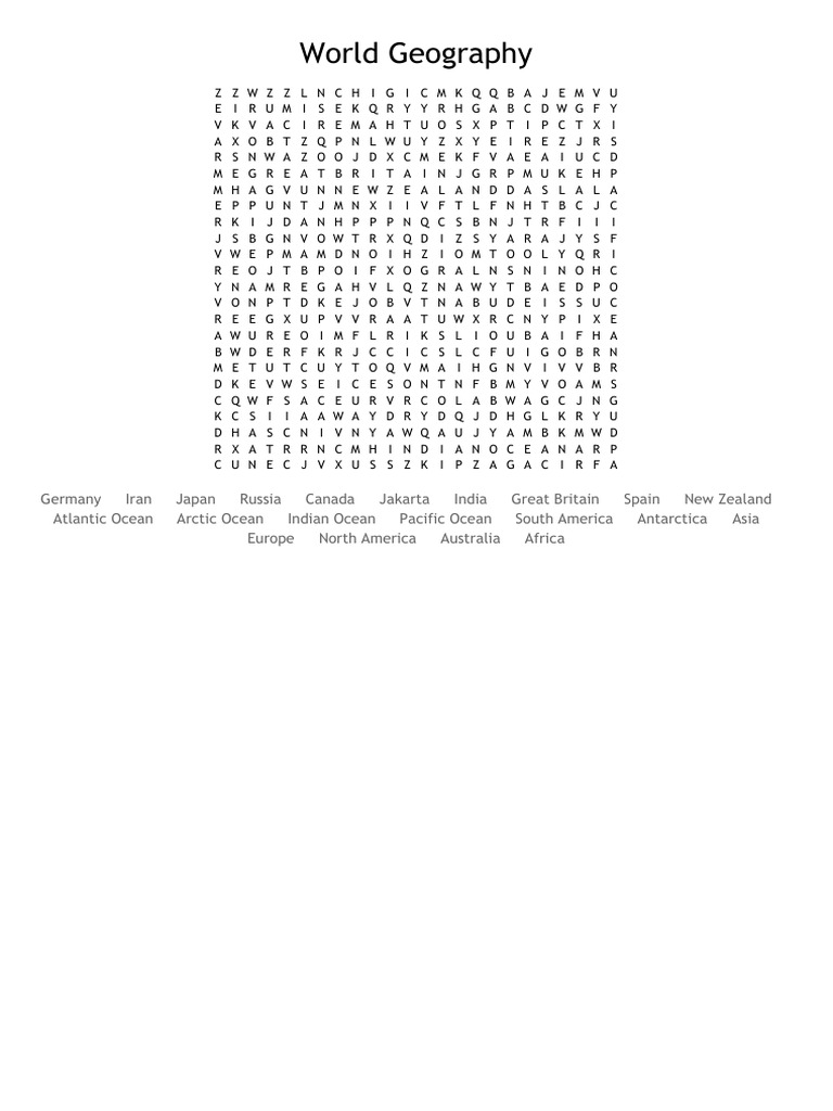 World Geography Word Search Answers | PDF