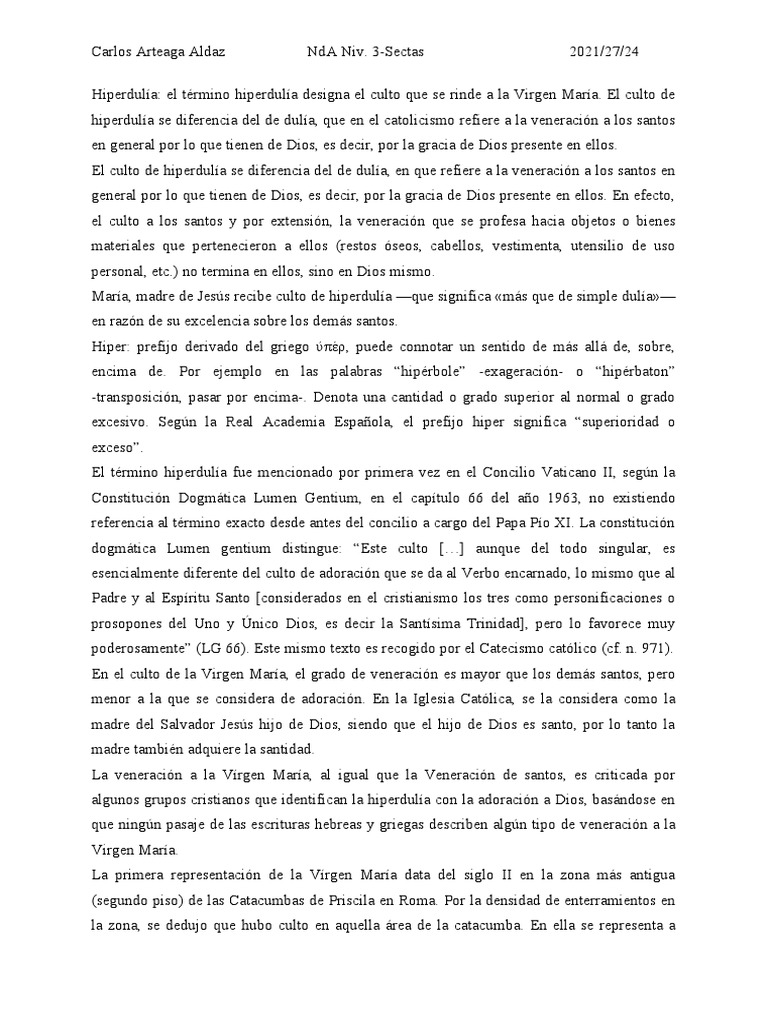 Hiperdulía: Culto a la Virgen María | PDF | María, madre de Jesús ...