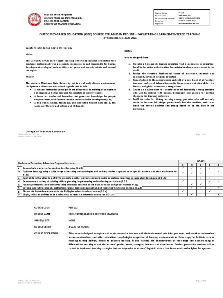 Ped 102 Facilitating Learner-Centered Learning | PDF | Differentiated Instruction | Curriculum