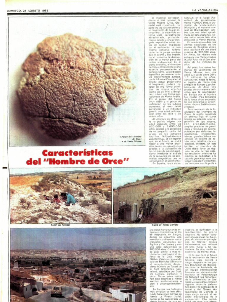 1983-08-21 - Características del hombre de Orce | Homo | Naturaleza