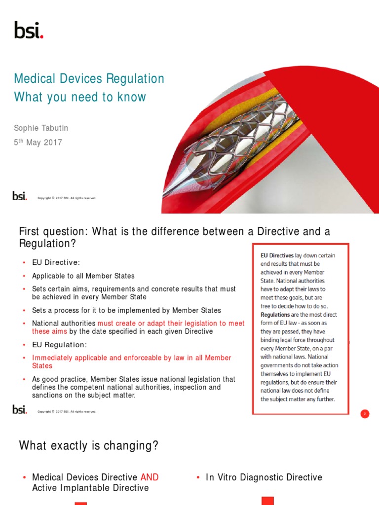 Bsi MD MDR Resumen Webinar 06-05-2017 | PDF | Medical Device | Wellness