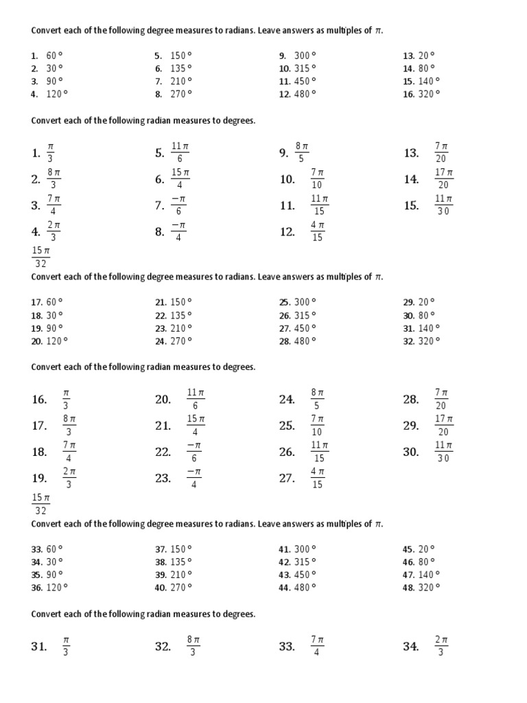 Converting Radians To Degrees and Vice Versa | PDF | Trigonometric ...