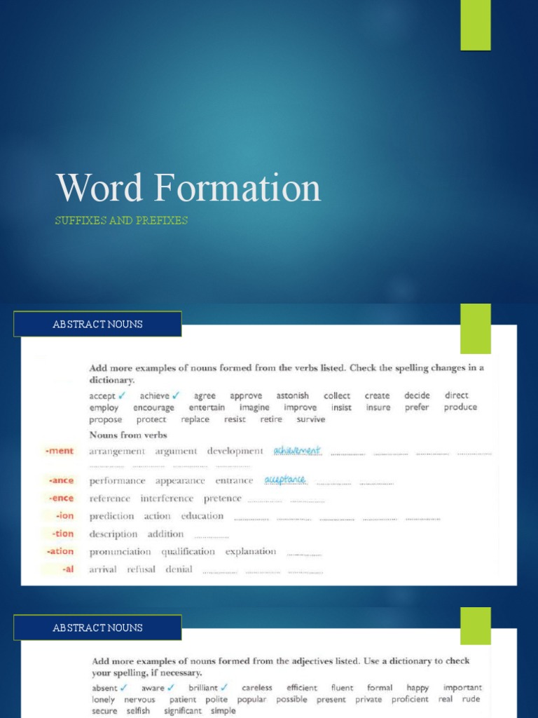 Word Formation - Suffixes and Prefixes | PDF | Language Arts ...