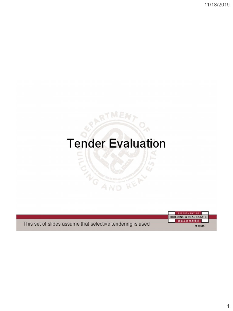 Tender Evaluation | PDF | Pricing | Economies