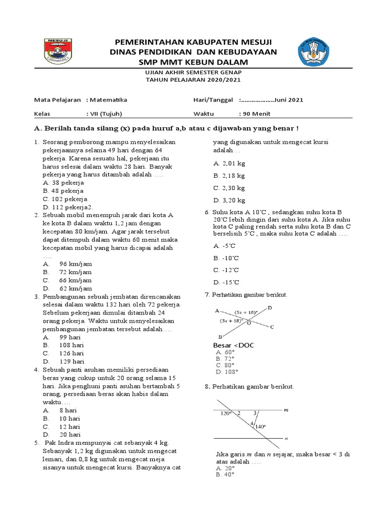 Soal MTK SMP Kelas VII | PDF
