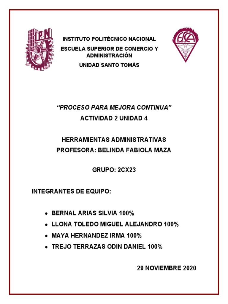 Equipo Bernal Llona Maya Trejo Act2U4 | PDF | Calidad (comercial ...