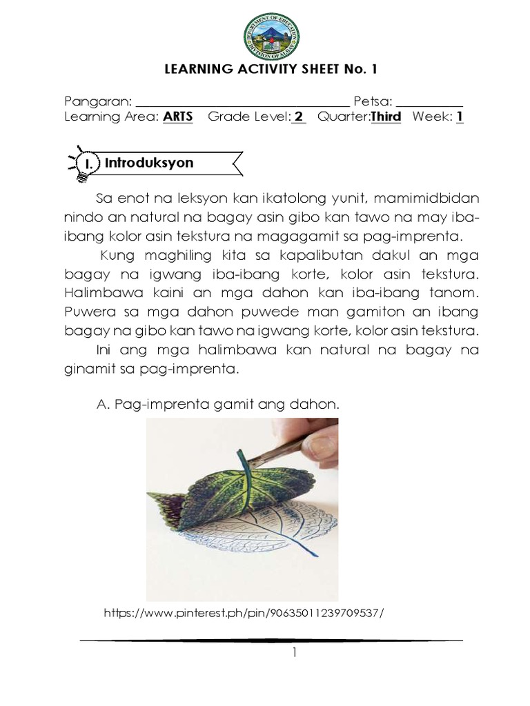 Arts 2 q3 Las 1 7 | PDF