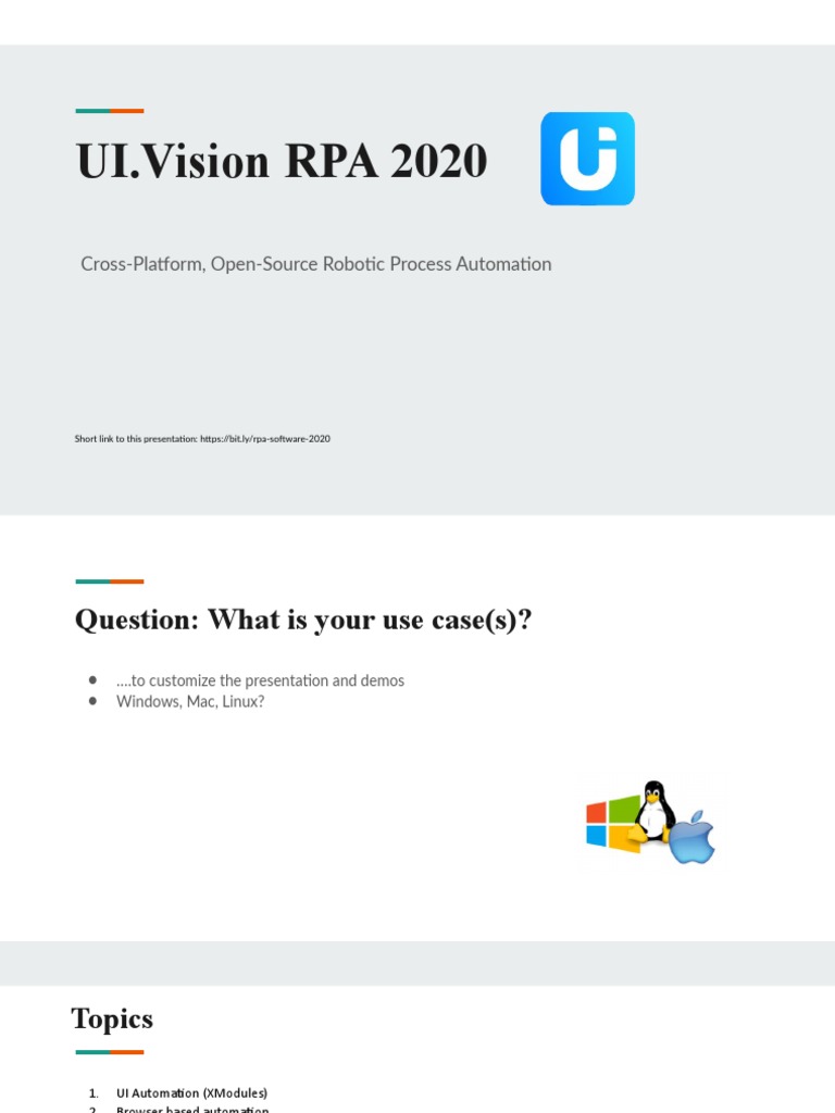 UI - Vision RPA Software 2020 | PDF