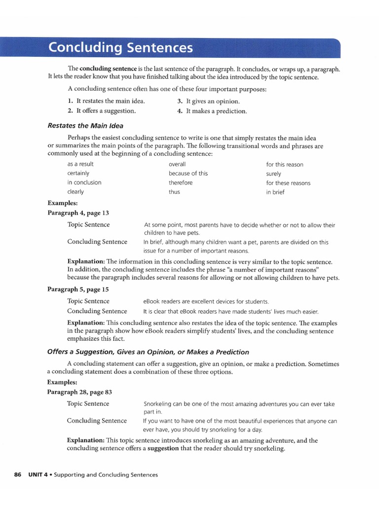 Concluding Sentences | PDF