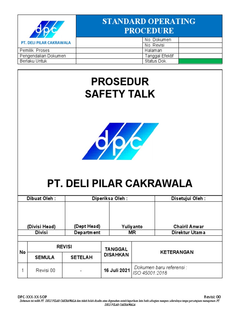 Prosedur Safety Talk | PDF