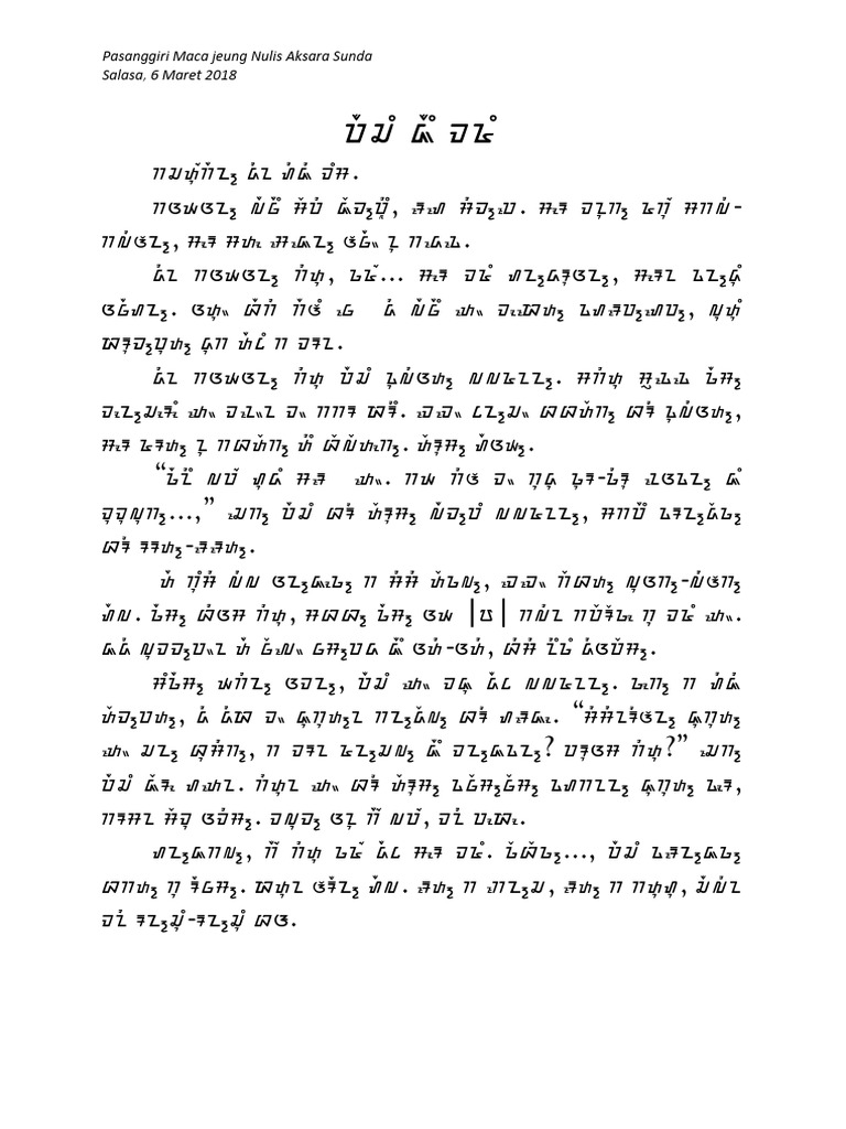 Naskah 1 - Peucang Jeung Maung (AKSARA SUNDA) | PDF