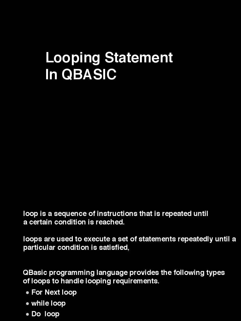 BCA 1st Year QBASIC Looping Statement Prakash Dayal | PDF | Control ...