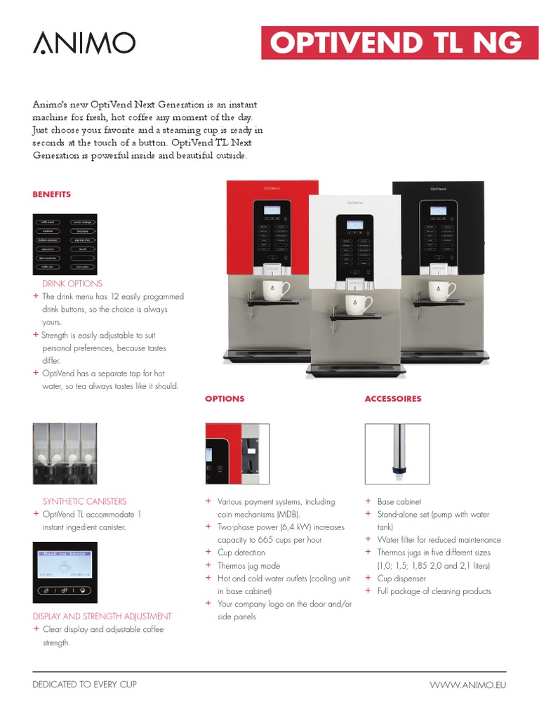 ANIMO Product Sheet OptiVend TL NG (HR) | Download Free PDF | Drink ...