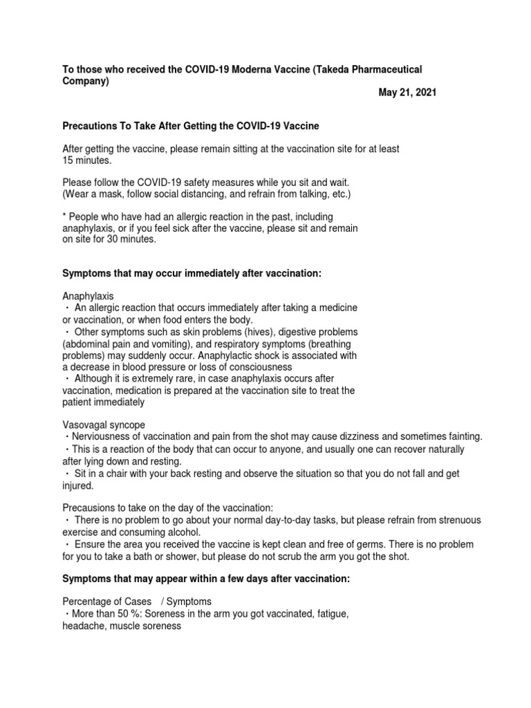 Post-COVID Vaccine Precautions Guide | PDF | Dose (Biochemistry ...