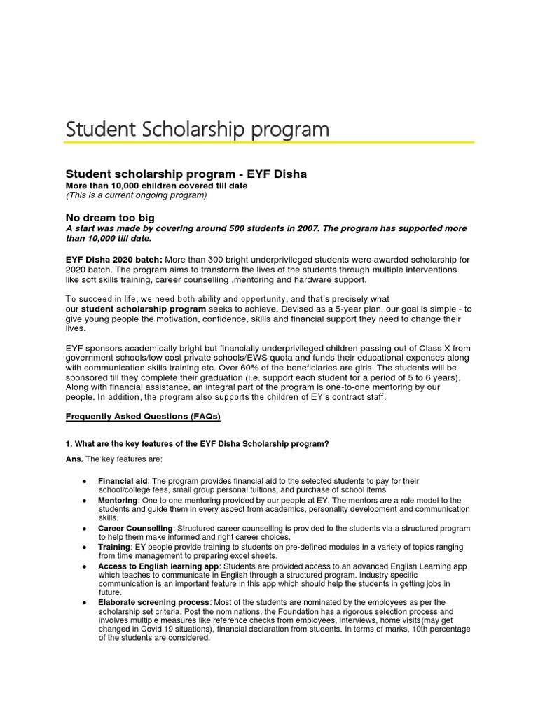 Student Scholarship Program-Updated Version PDF | PDF | Tuition ...
