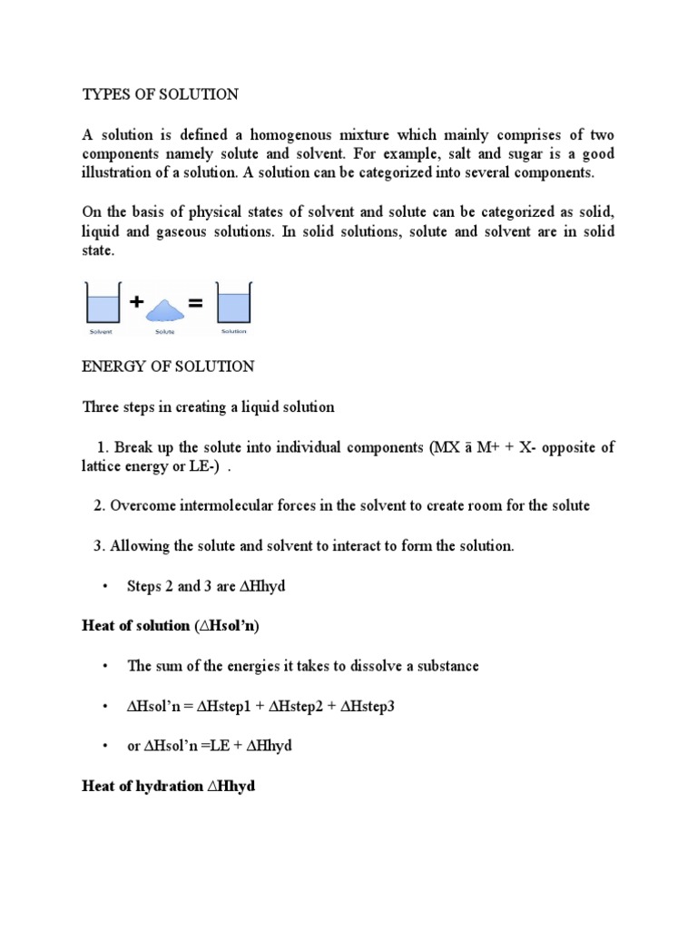 Types of Solution | PDF | Solution | Solubility