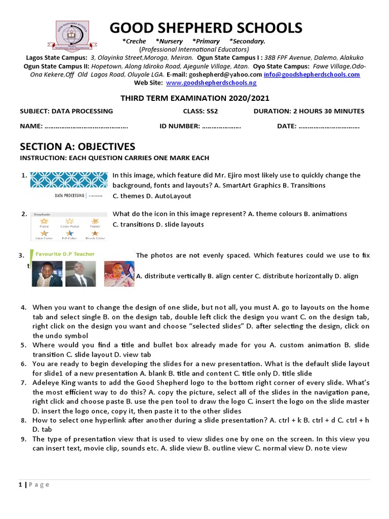 SS2 Data Processing Examination With Test of Practical (Third Term ...