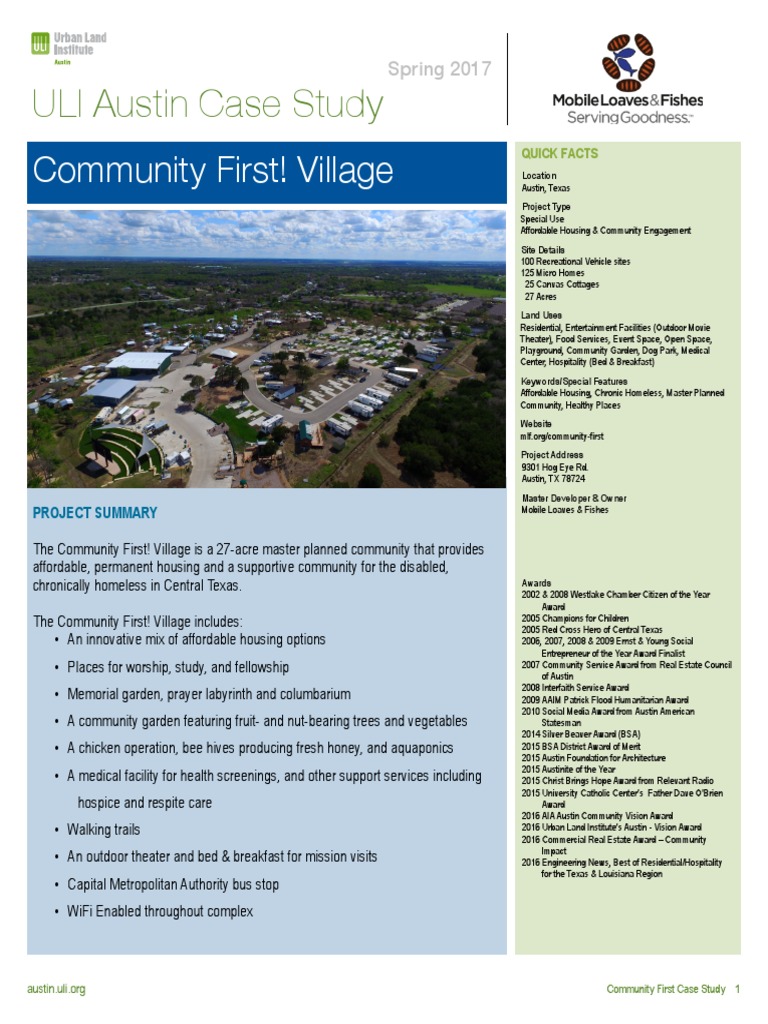 ULI Austin Case Study: Community First! Village | PDF | Austin ...